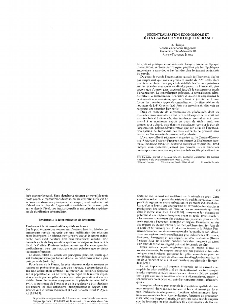 Decentralisation Economique Et Decentral | PDF