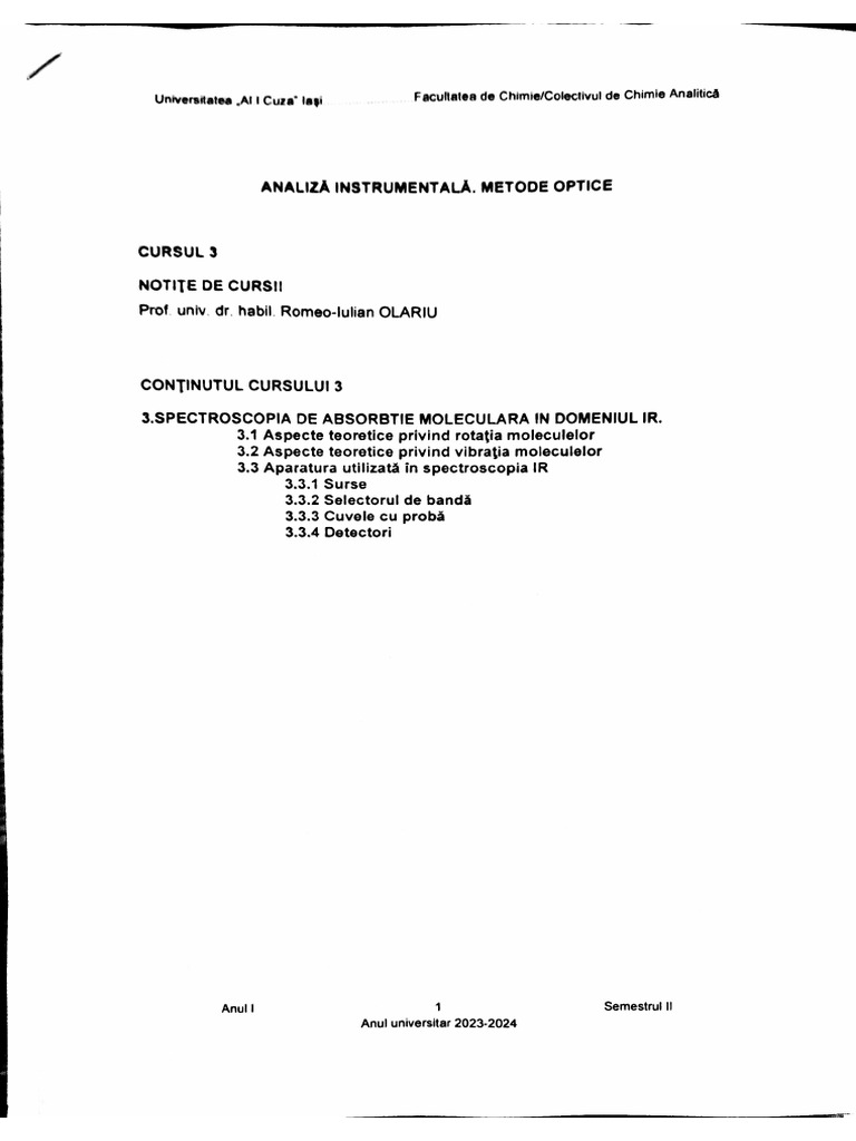 Curs 3-4 Analiza Instrumentala | PDF