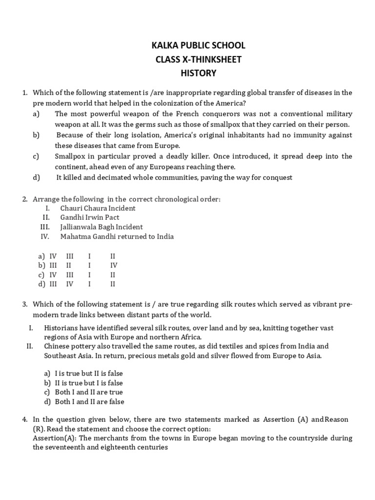Revision Thinksheet History | PDF