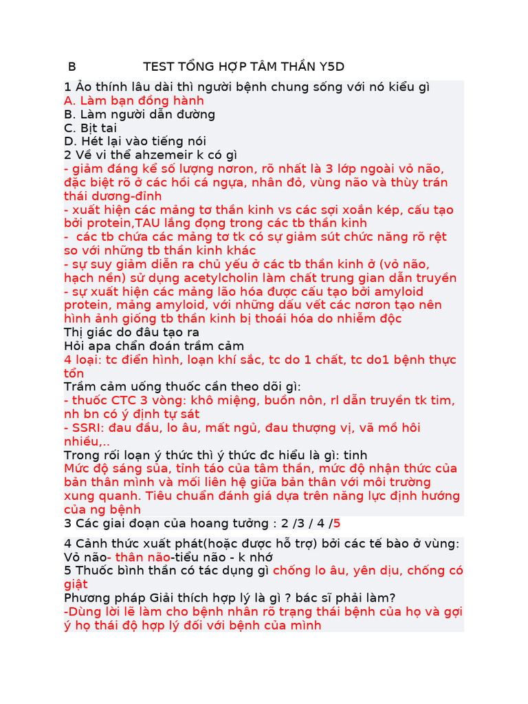Test Tâm Thần D | PDF