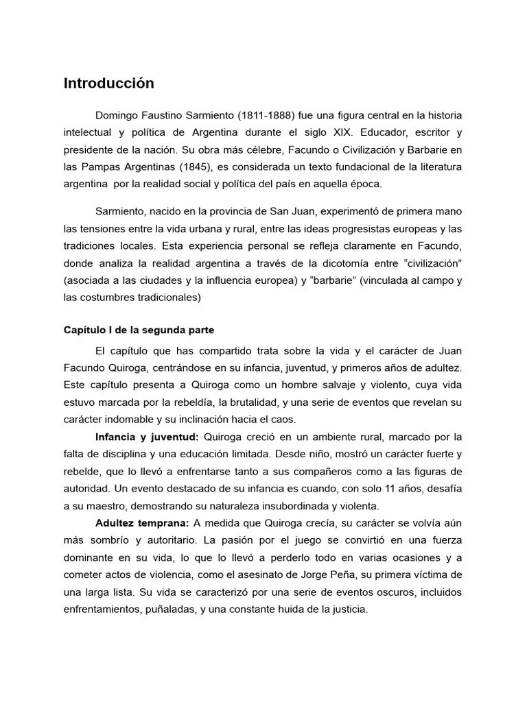 El Facundo Capitulo I de La Segunda Parte | PDF
