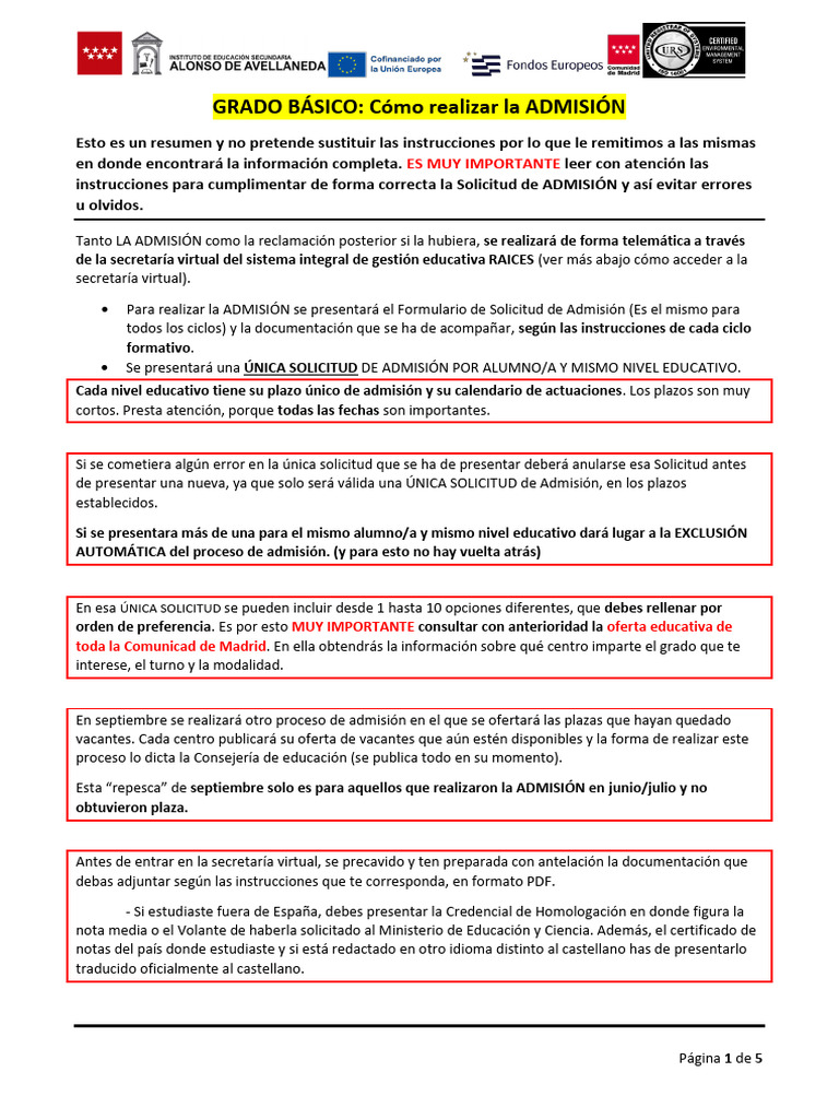 Como Realizar La ADMISION GRADO BASICO 1 1 | PDF | Documento de identidad | Crecimiento personal ...
