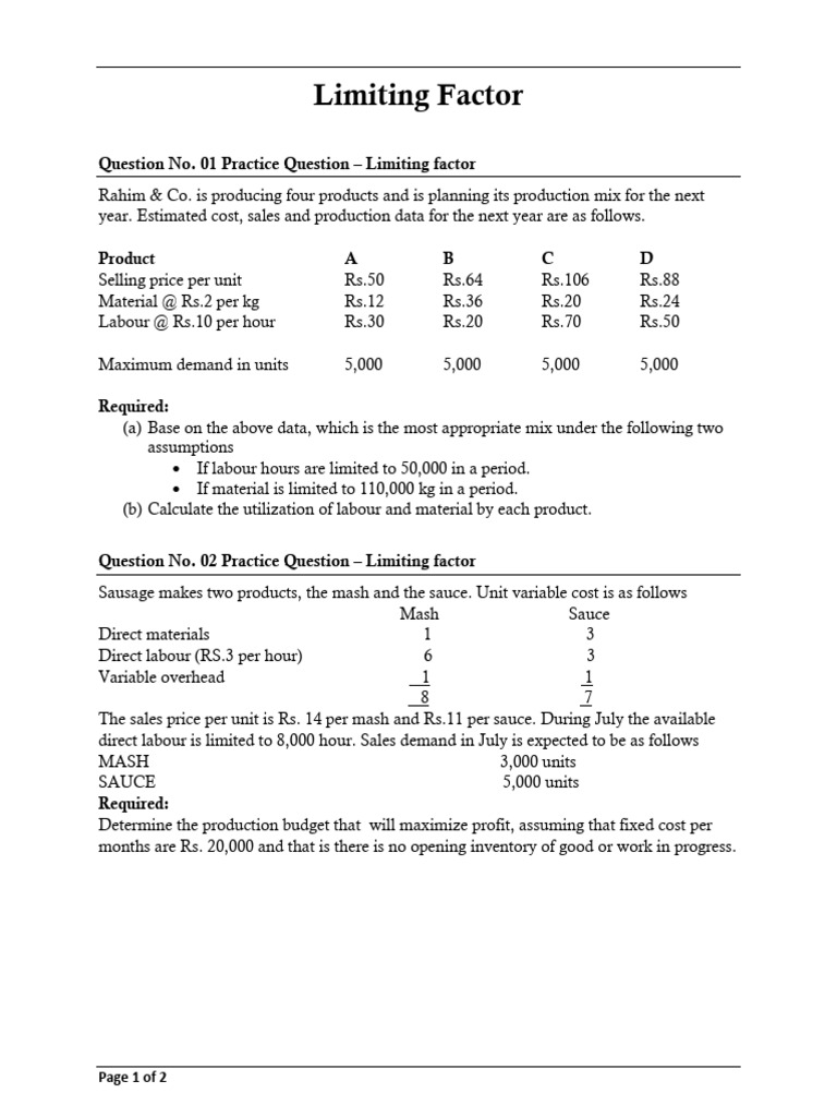 Limiting Factor | PDF