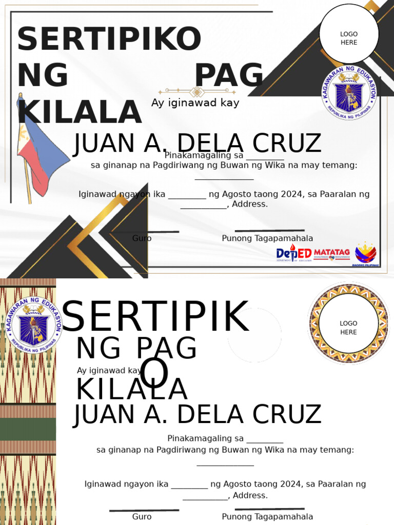 Buwan Ng Wika 2024 Certificates | PDF