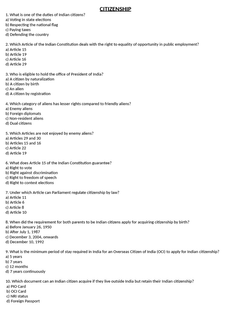 Citizenship | PDF