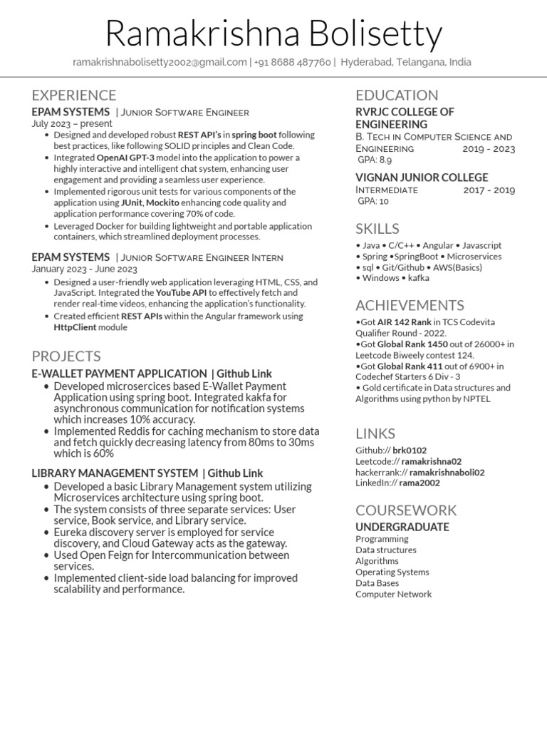 Ramakrishna Bolisetty Resume | PDF
