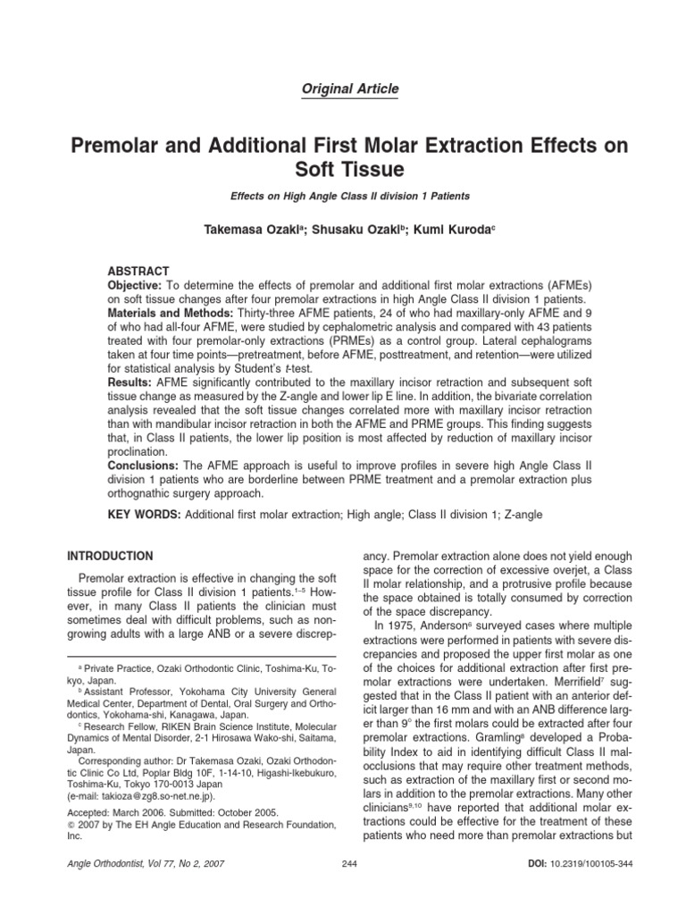 Premolar and Additional First Molar Extraction Effects On Soft Tissue | PDF