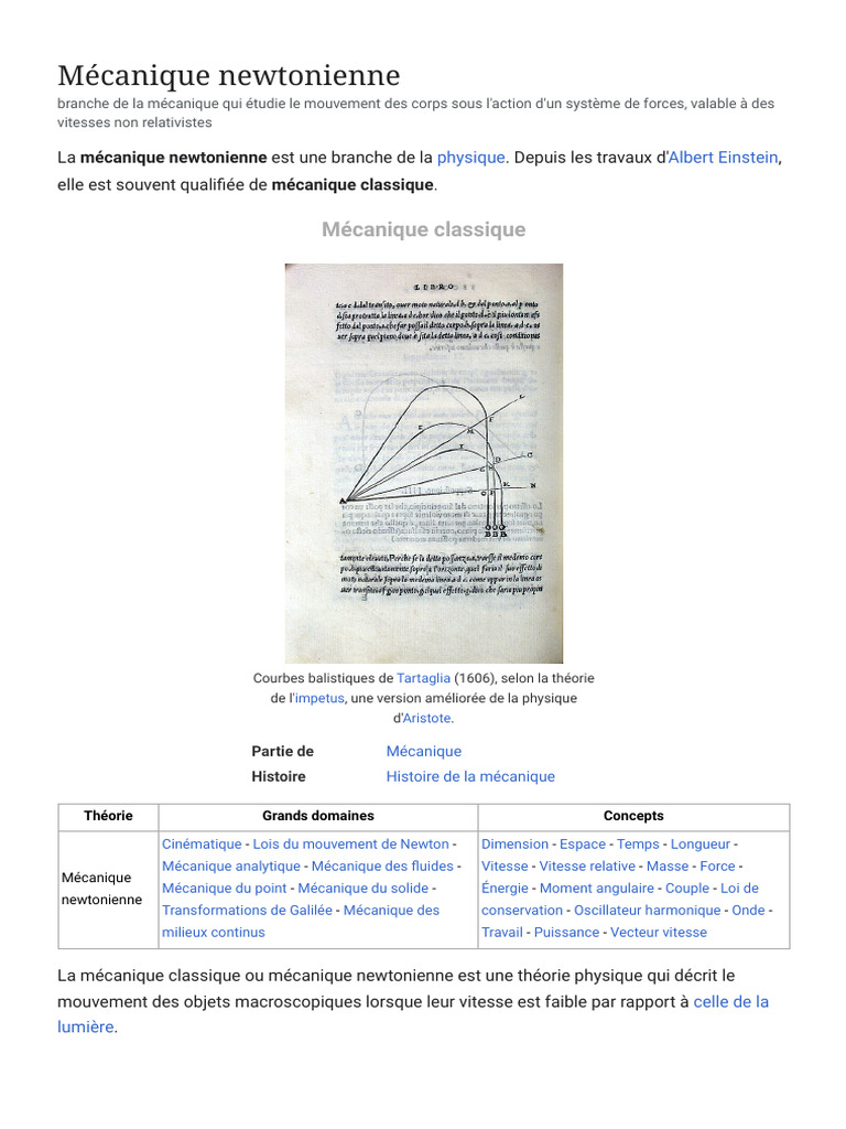 Mécanique Newtonienne - Wikipédia | PDF
