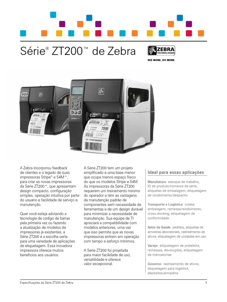 Série ZT200 de Zebra: Ideal para Essas Aplicações | PDF