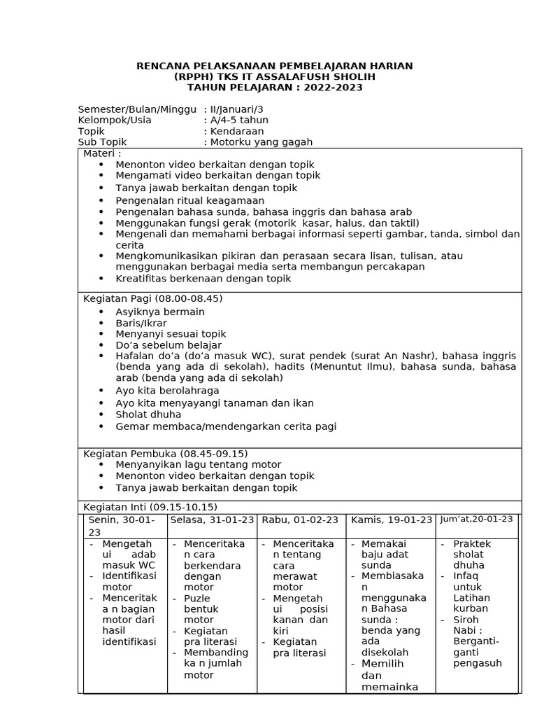 RPPH Kel. A Motor | PDF