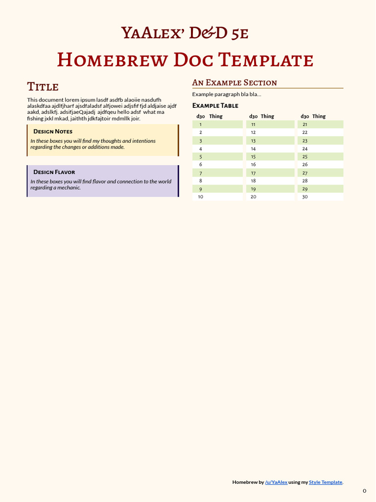 DND Homebrew Doc Template | PDF