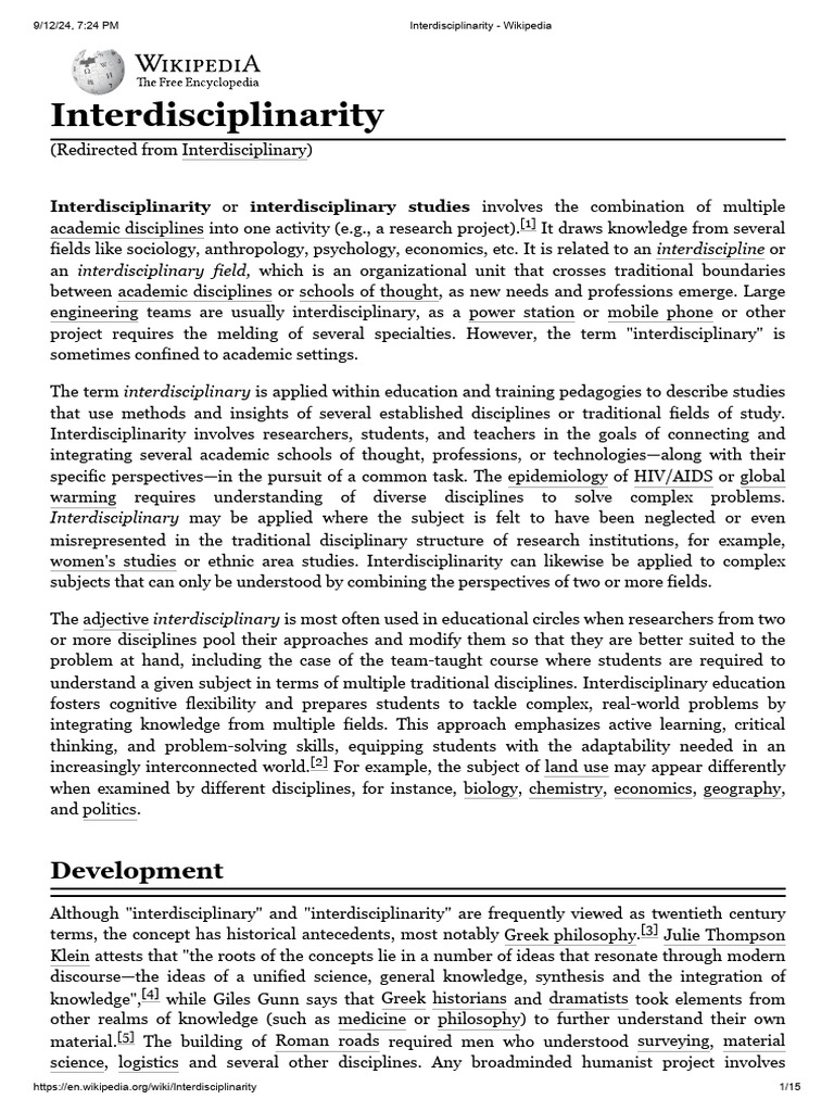 Interdisciplinarity - Wikipedia | PDF