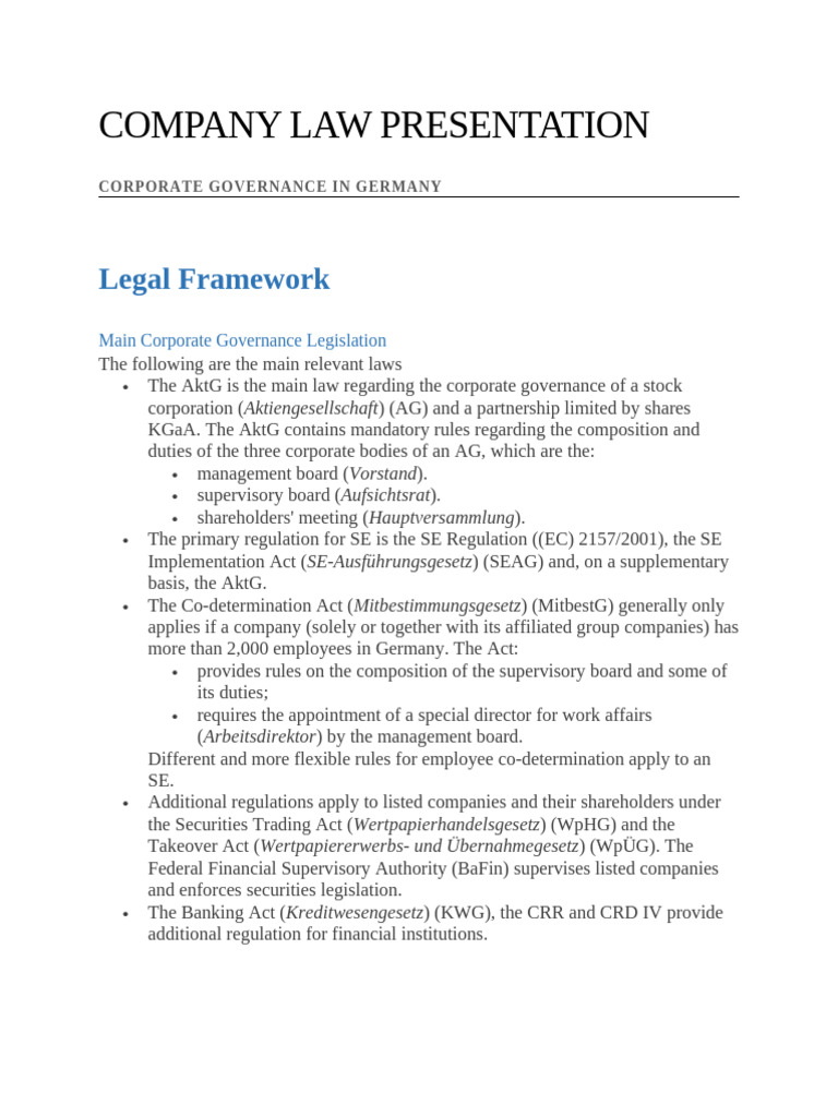 Company Law Presentation | PDF