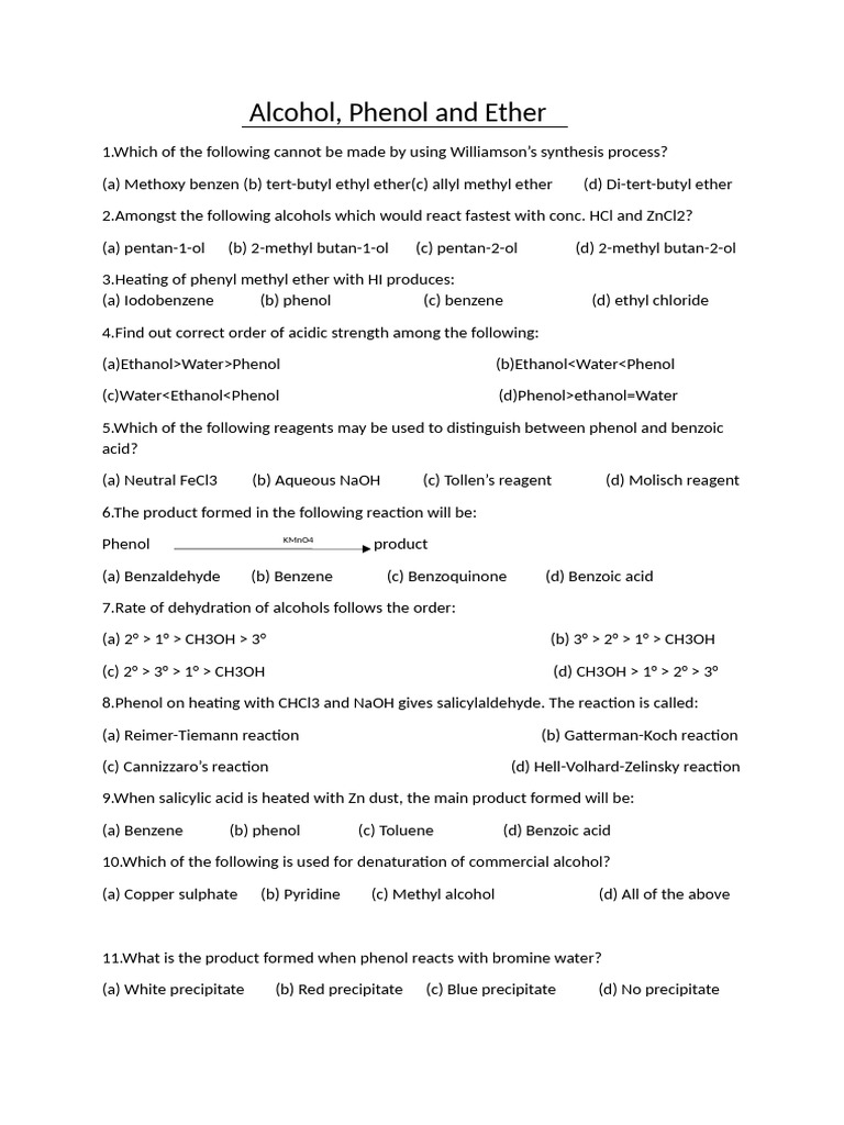 Alcohols Phenols | PDF