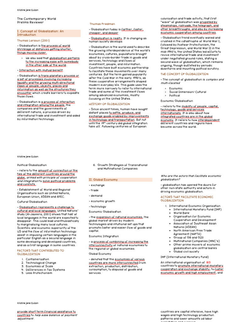 The Contemporary World-Prelim | PDF