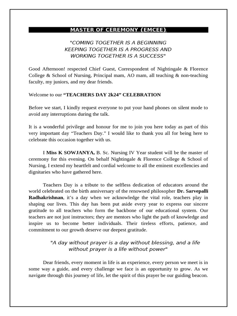 Master of Ceremony | PDF