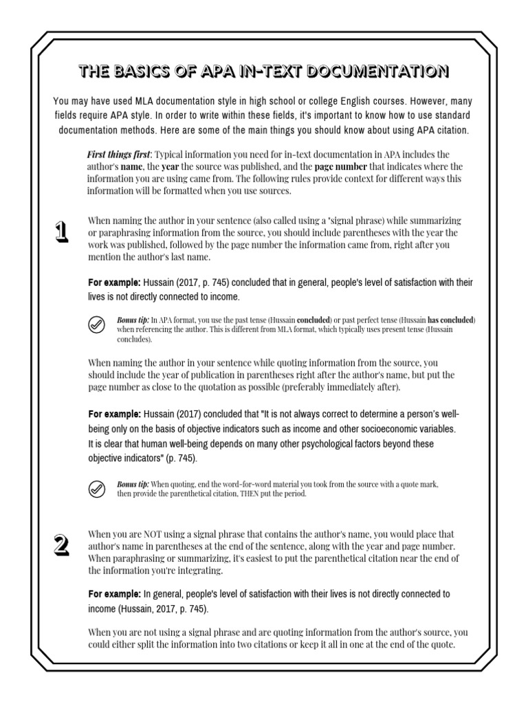 The Basics of Apa in Text Documentation | PDF