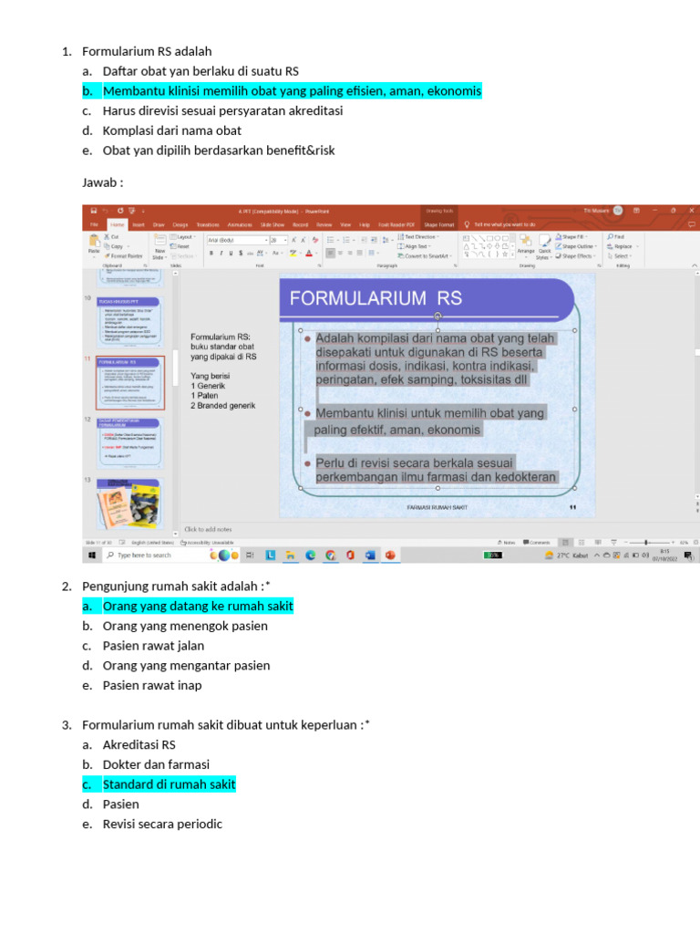 Persiapan Uts FRS Angkatan 45 Bu Farida | PDF