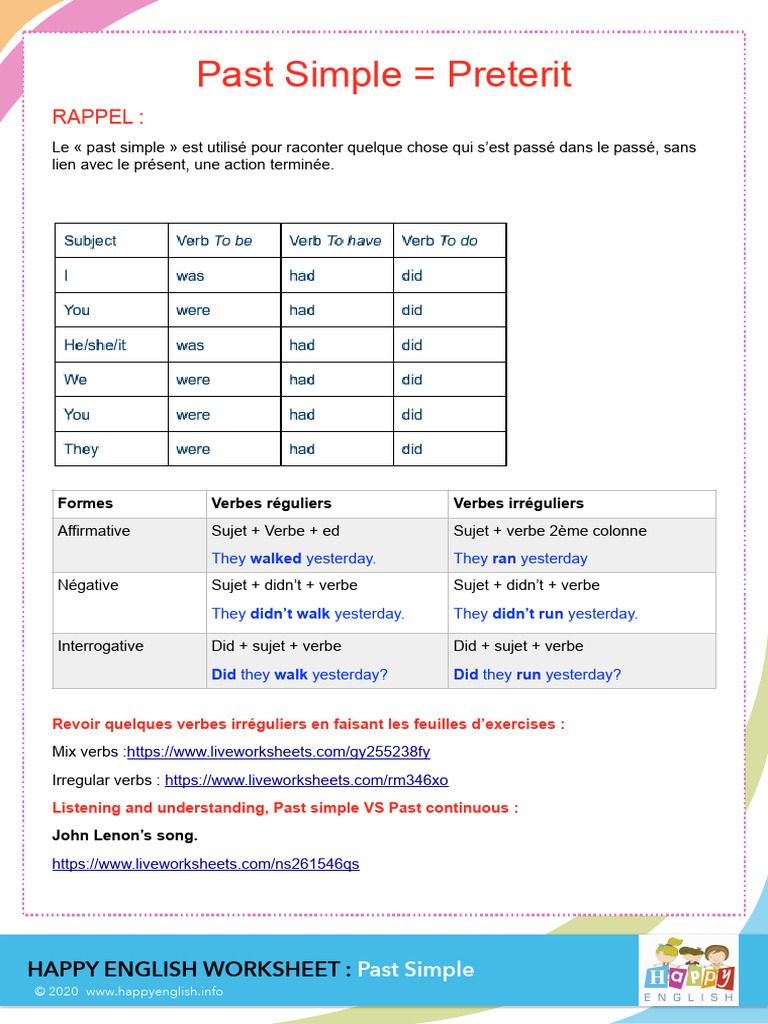 Past simple lesson | PDF