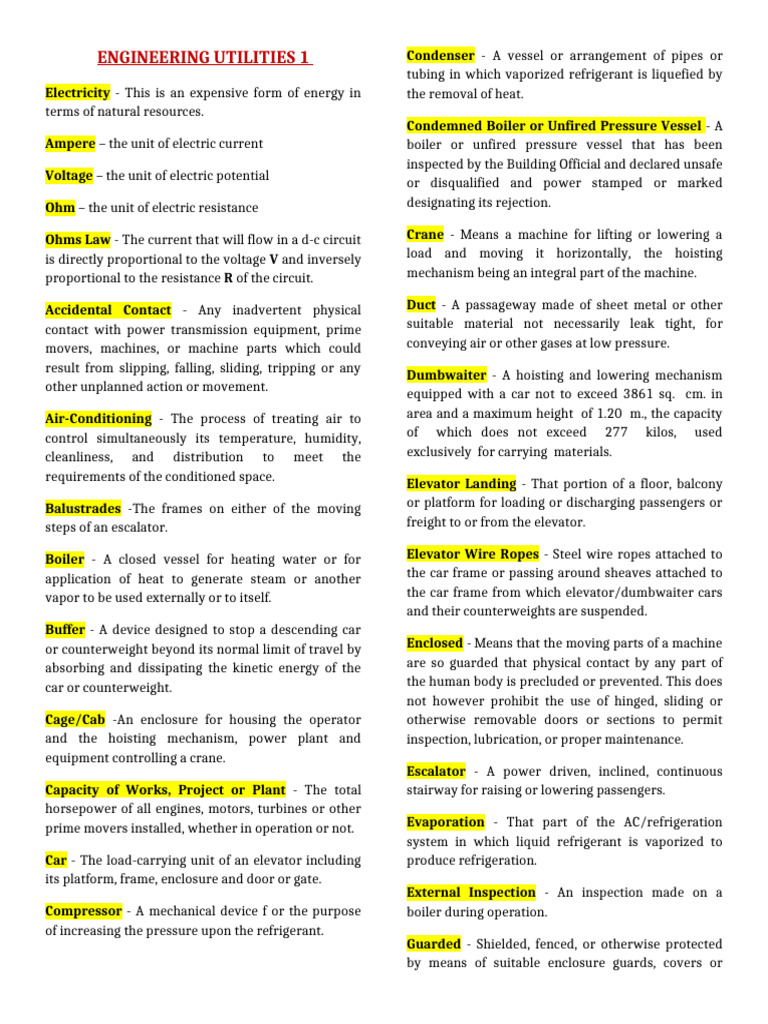Engineering Utilities Terms | PDF