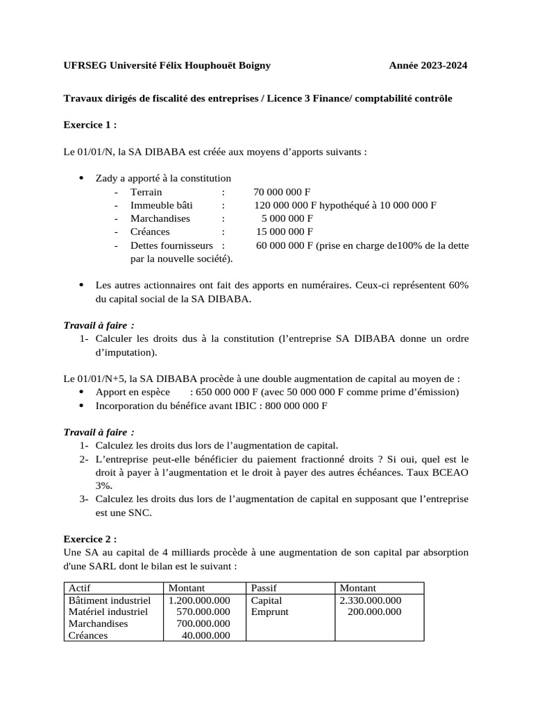 TD Fiscalité 2024 | PDF
