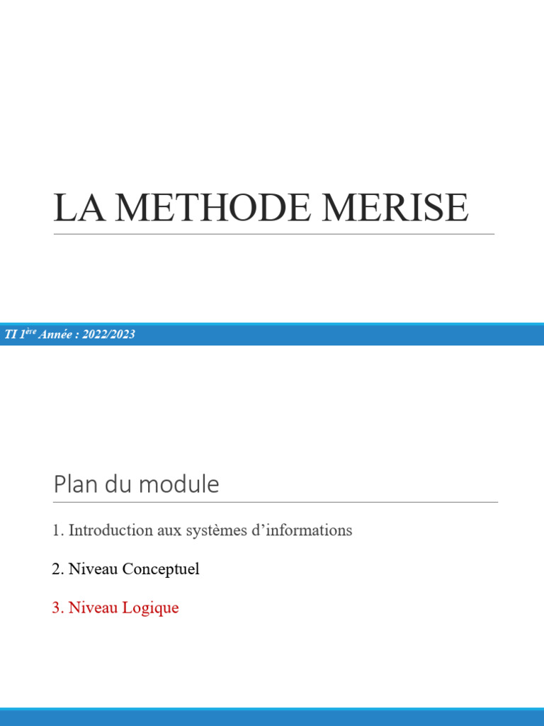 MERISE - Chap3-Niveau Logique | PDF