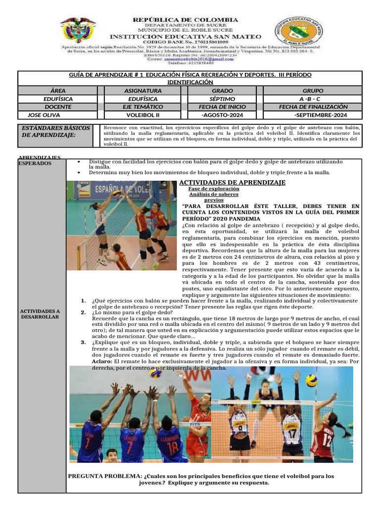 Guía de Educación Física - Grado Séptimo A, B, C | PDF