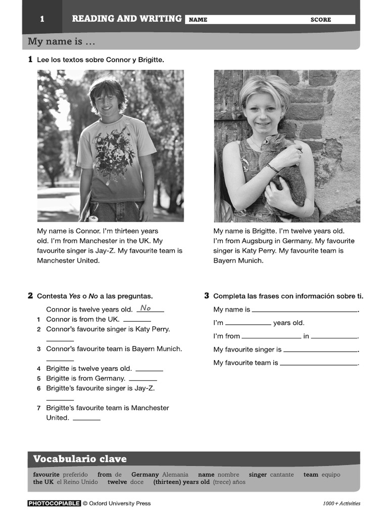 1 Reading and Writing A1-A2 | PDF