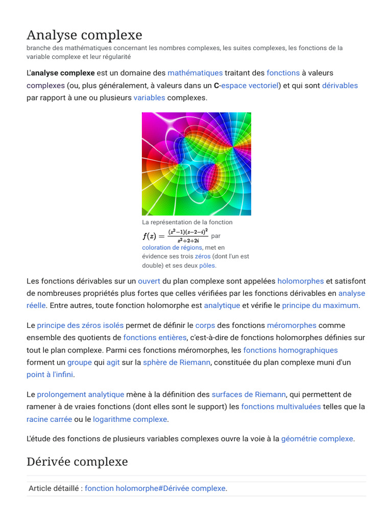 Analyse Complexe - Wikipédia | PDF
