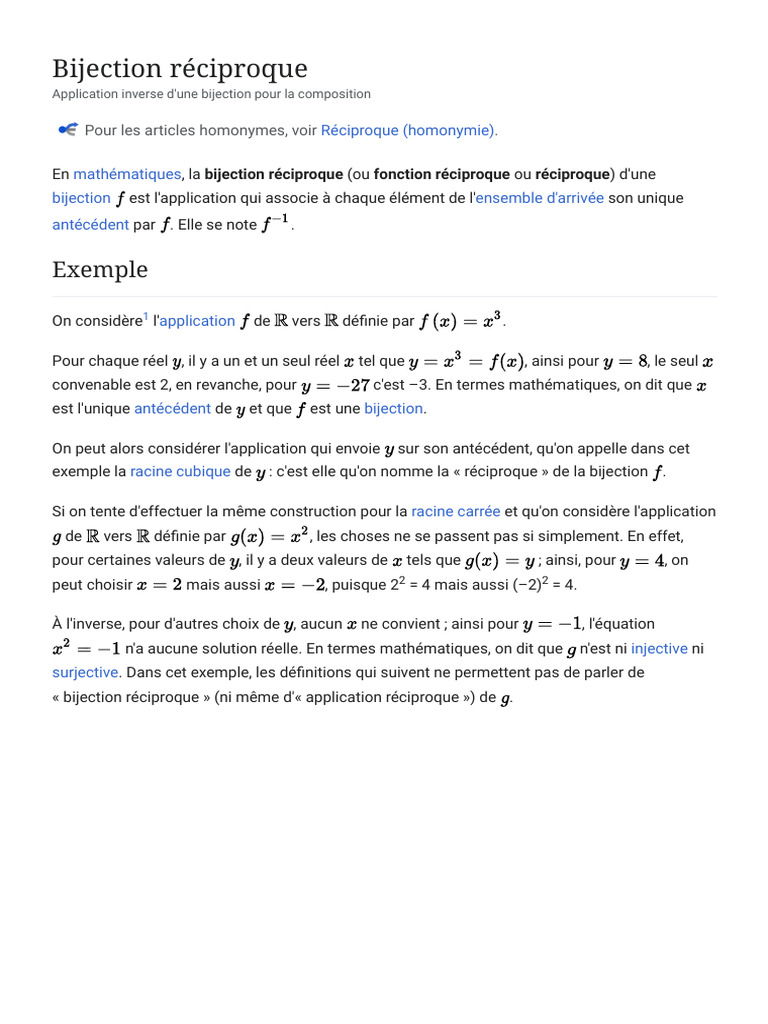Bijection Réciproque - Wikipédia | PDF