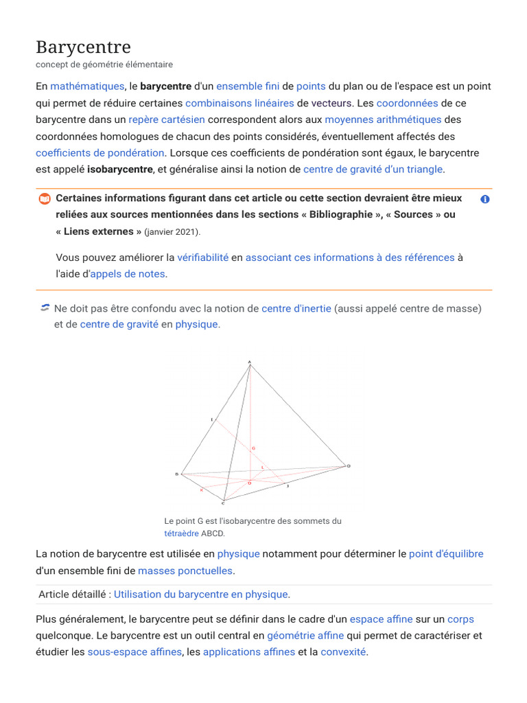 Barycentre - Wikipédia | PDF