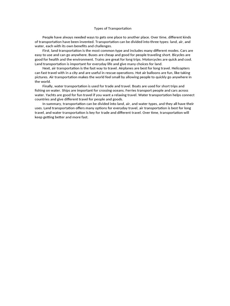Types of Transportation | PDF