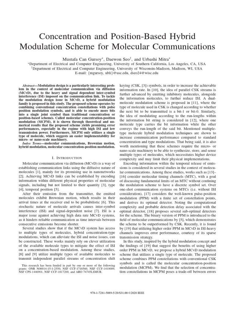 Concentration And Position Based Hybrid Modulation Scheme For Molecular