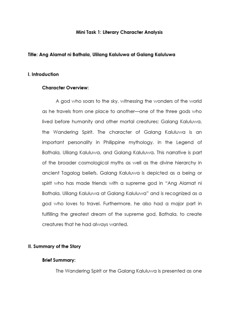 Literary Character Analysis GROUP 2 HUMSS 6 | PDF