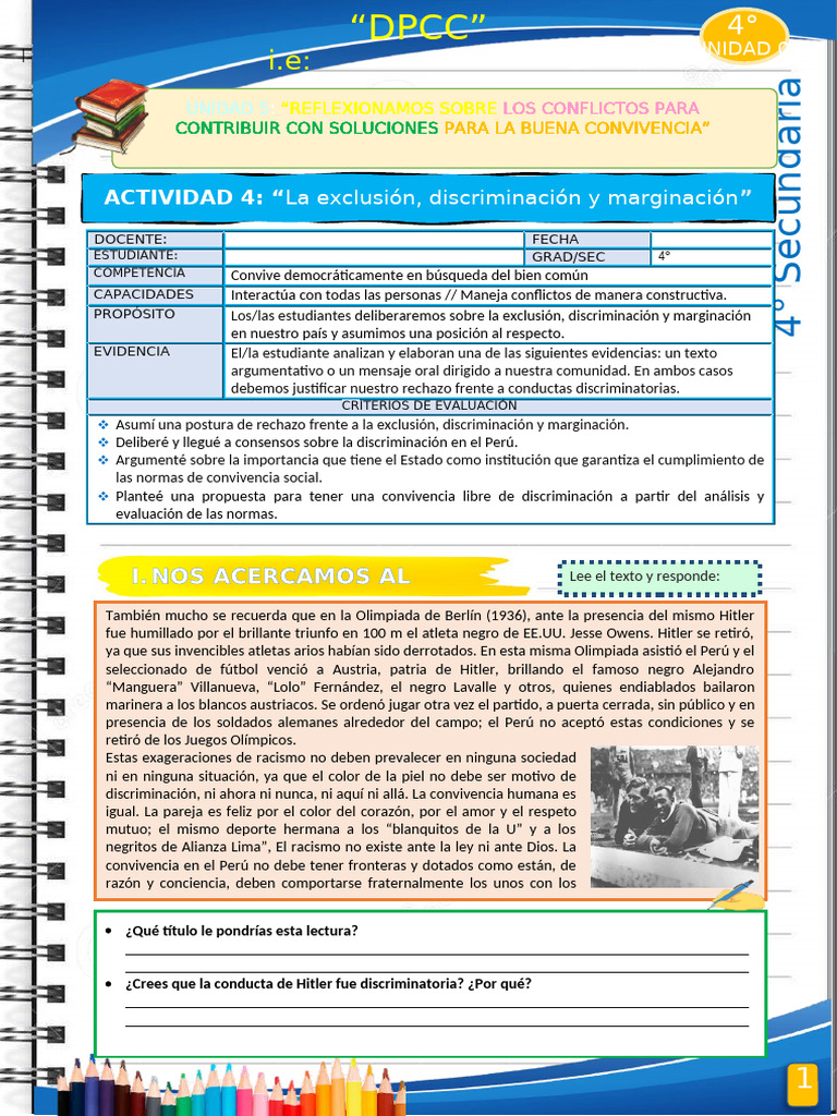 4° DPCC - Actv.04-Unid.5 2023 | PDF