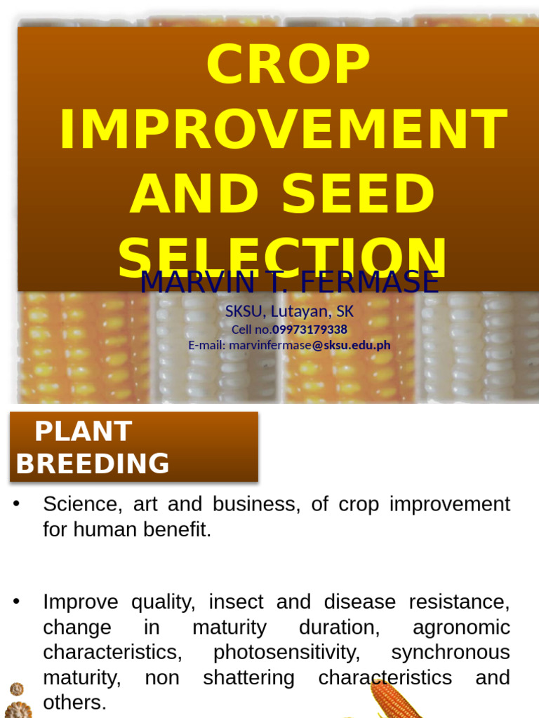 Crop Improvement and Selection Methods | PDF | Plant Breeding | Hybrid ...