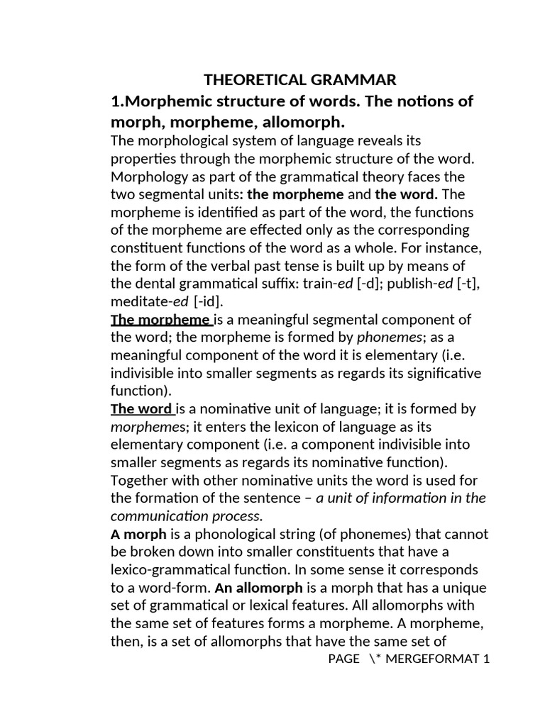 Theoretical Grammar | PDF