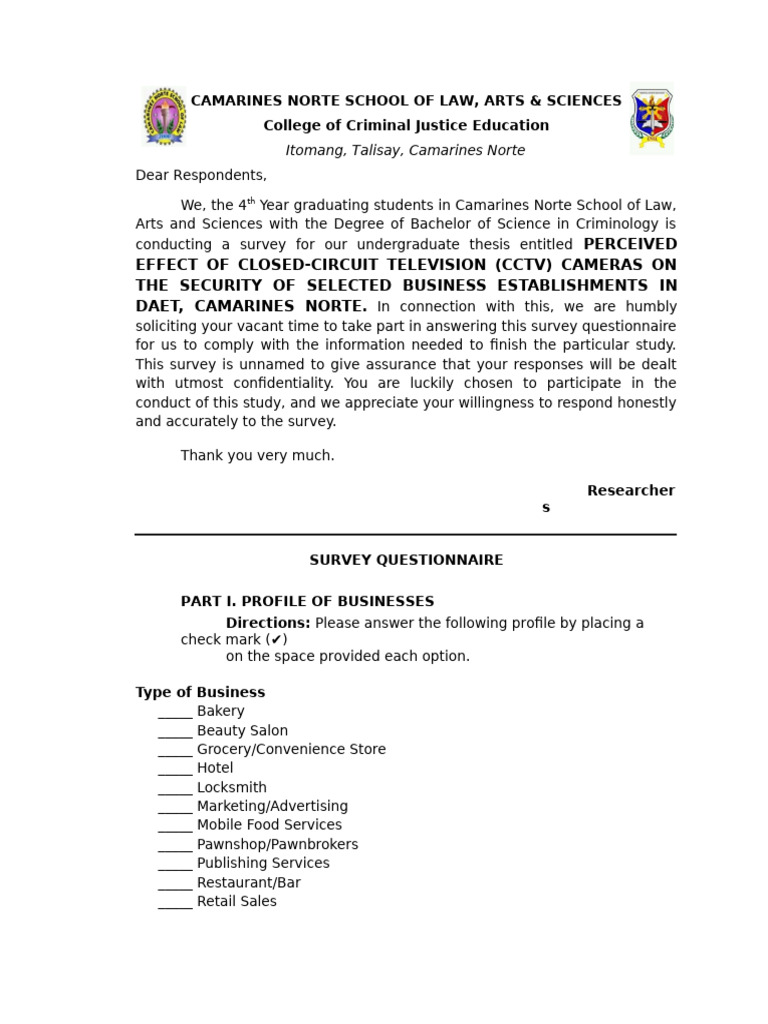 Survey Questionnaire Group 4 | PDF