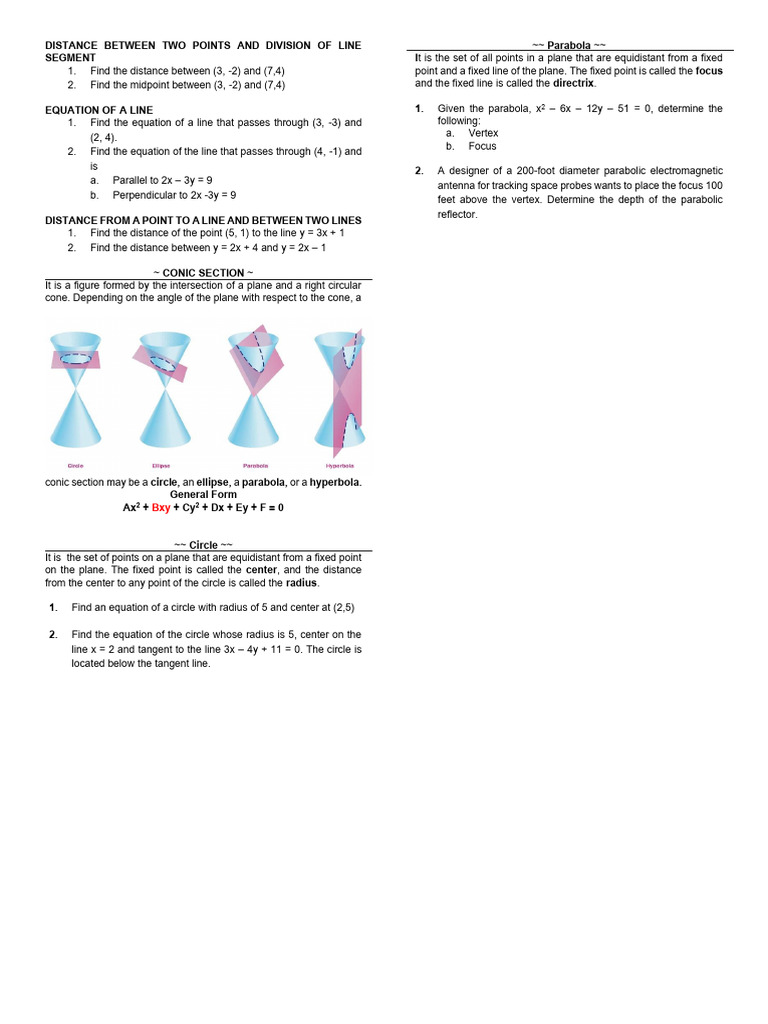 Review Module 4 - Analytic Geometry | PDF