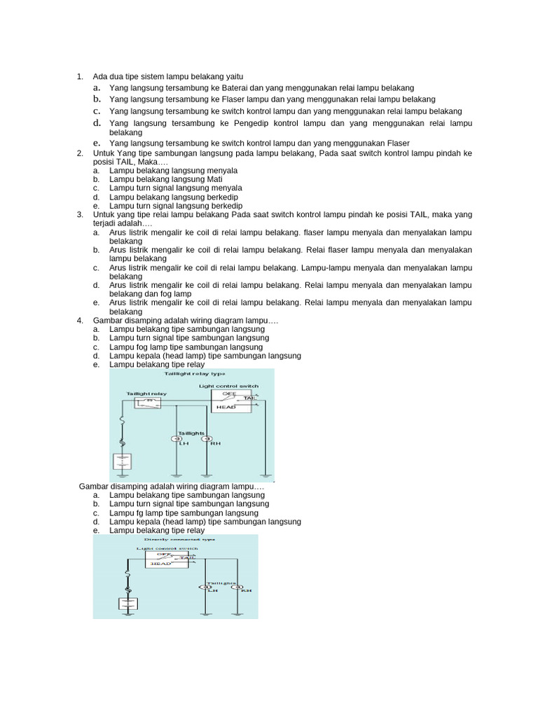 Soal Dasar Body Elektrikal | PDF