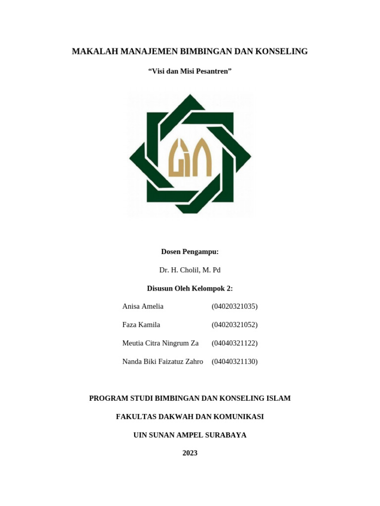 Kel. 2 Tugas UAS Makalah Manajemen BK | PDF