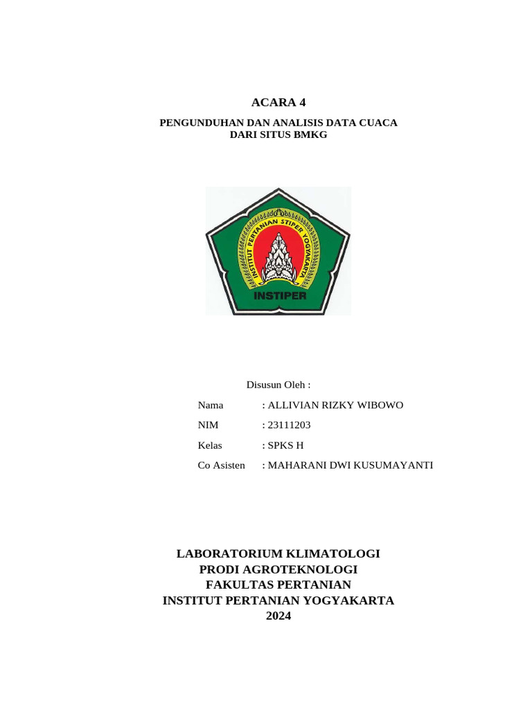 Laprak Klimatologi Acara 4 VIAN WORD | PDF