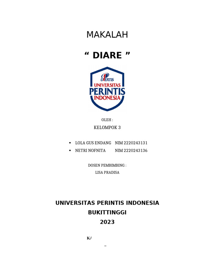 MAKALAH TENTANG DIARE PDF | PDF