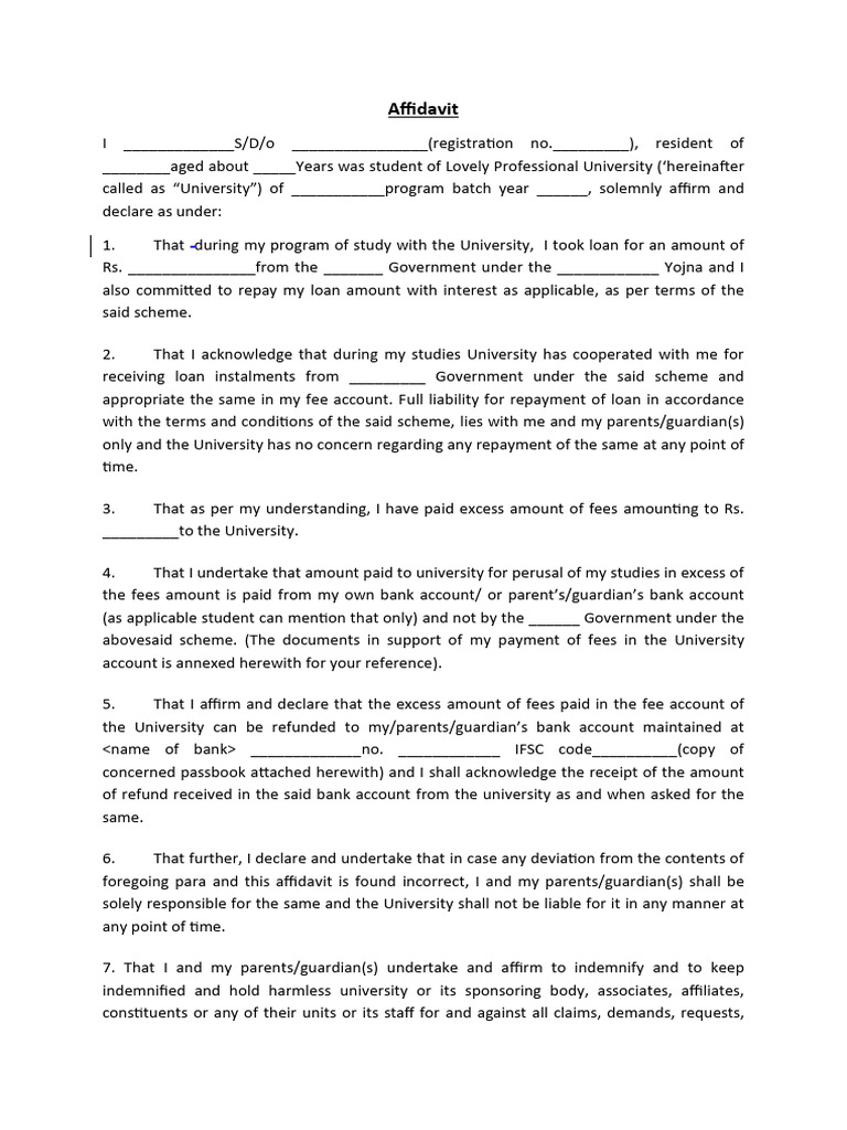Affidavit - Copy - StudentRefund | PDF | Affidavit | Career & Growth