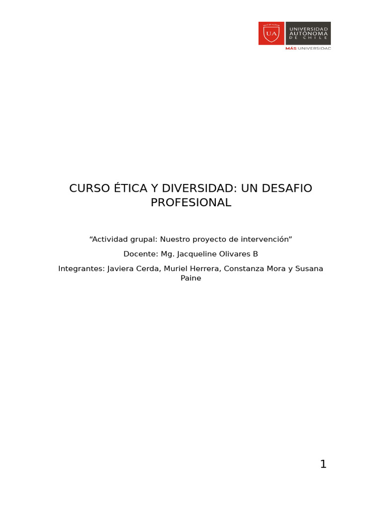 Proyecto Intervencion Grupo 4 | PDF