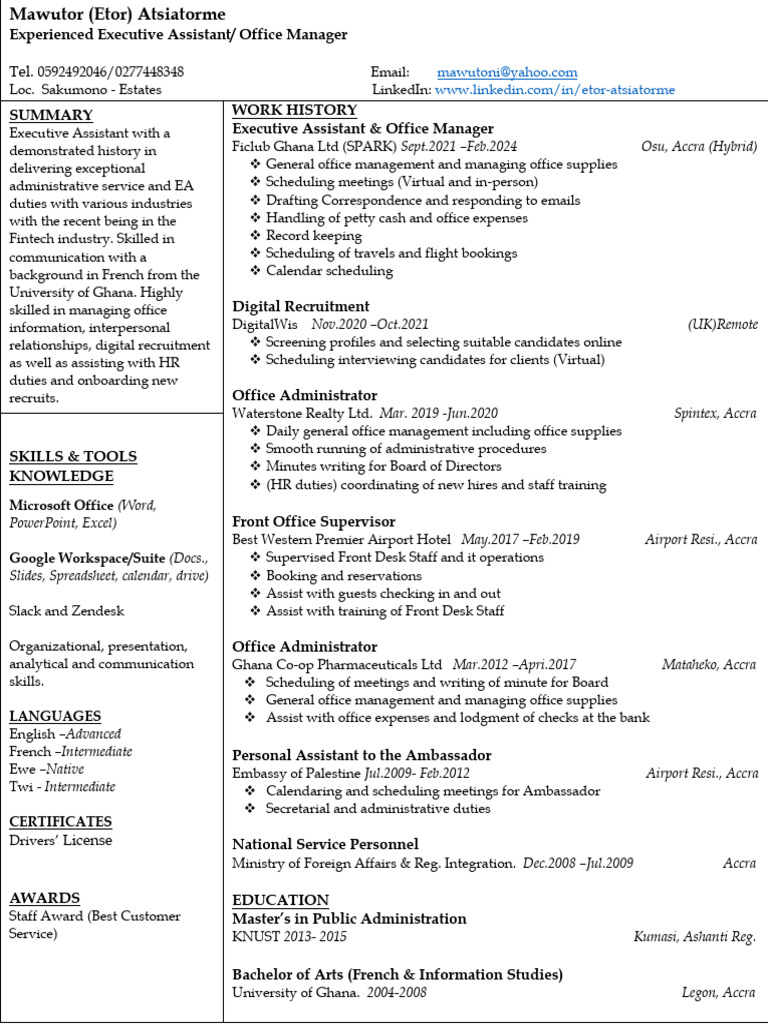 One Paged CV | PDF