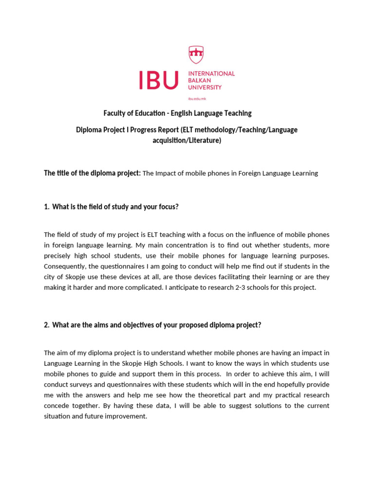 Progress Report - Sample | PDF