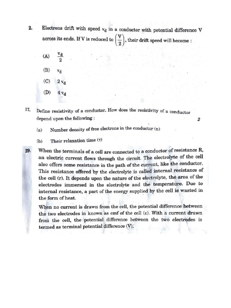 current electricity test-board 2024 and sample paper | PDF