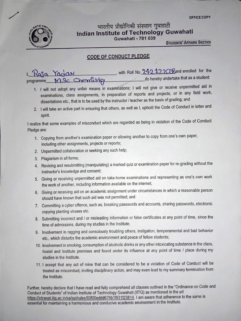 Code of Conduct Pledge | PDF