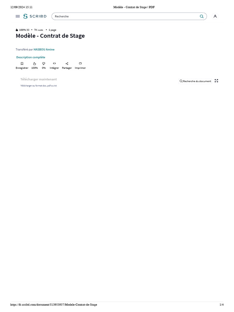 Modèle - Contrat de Stage - PDF | PDF